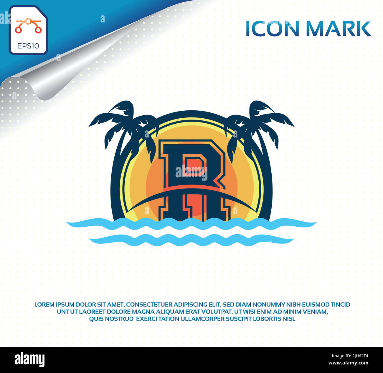 Beach logo with letter r premium vector Stock Vector Image & Art - Alamy