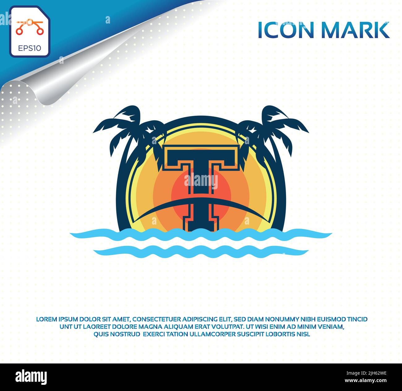 Beach logo with letter t premium vector Stock Vector Image & Art - Alamy