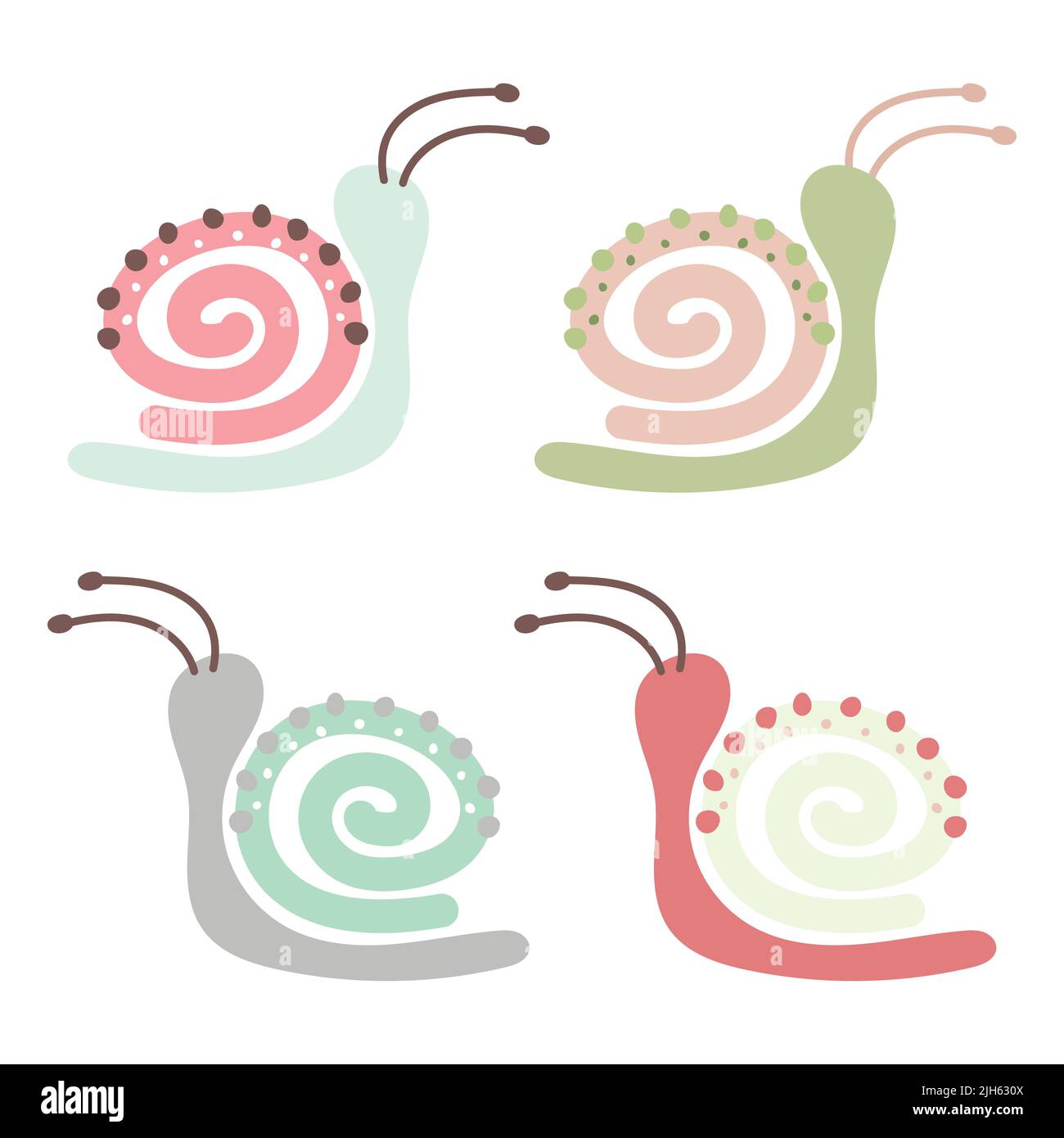 Snail cartoon vector paintings for children and postcards. Colorful ...