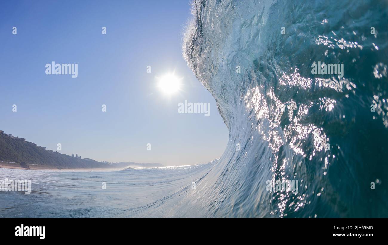 Ocean wave upright sea water swimming encounter face to face towards ...