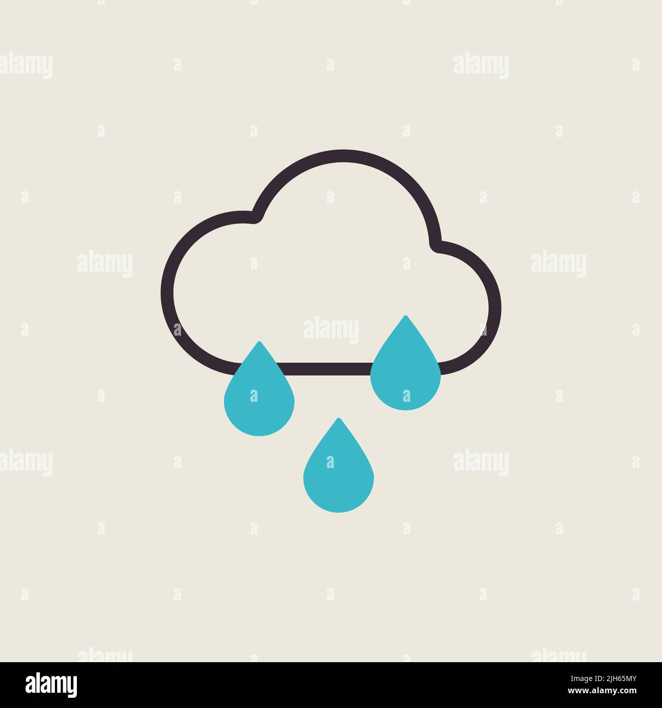Raincloud with raindrops vector icon. Meteorology sign. Graph symbol ...