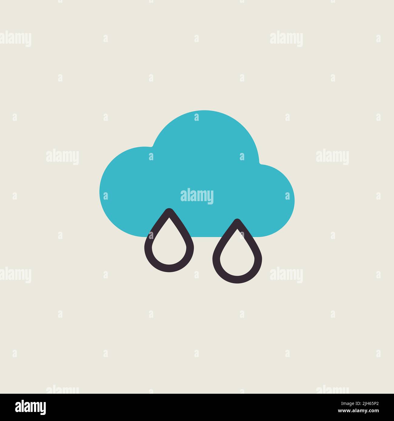 Raincloud with raindrops vector icon. Meteorology sign. Graph symbol ...