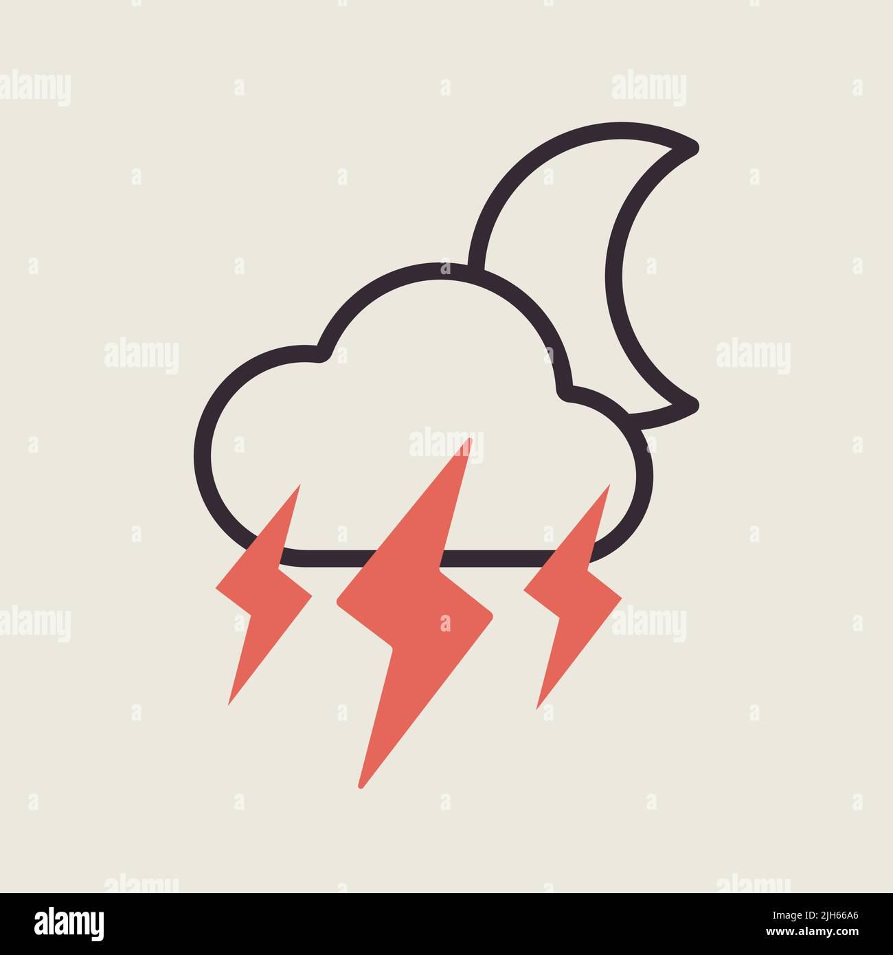 Moon storm cloud vector icon. Rainstorm symbol. Meteorology sign. Graph ...