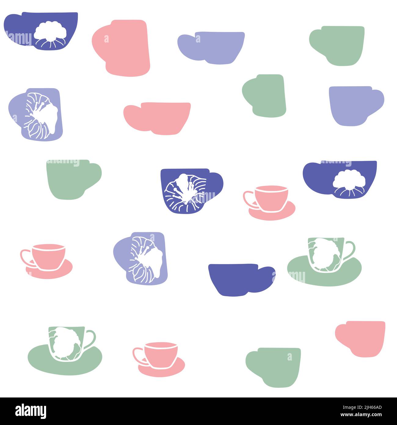 Vector pastel cups and flowers seamless pattern background Stock Vector ...