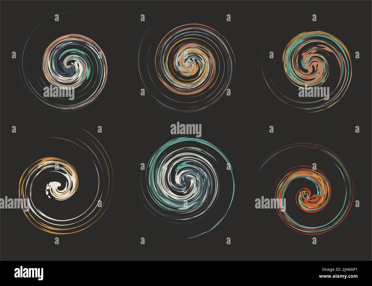 Beautiful spiral elements on a black background for your designs ...
