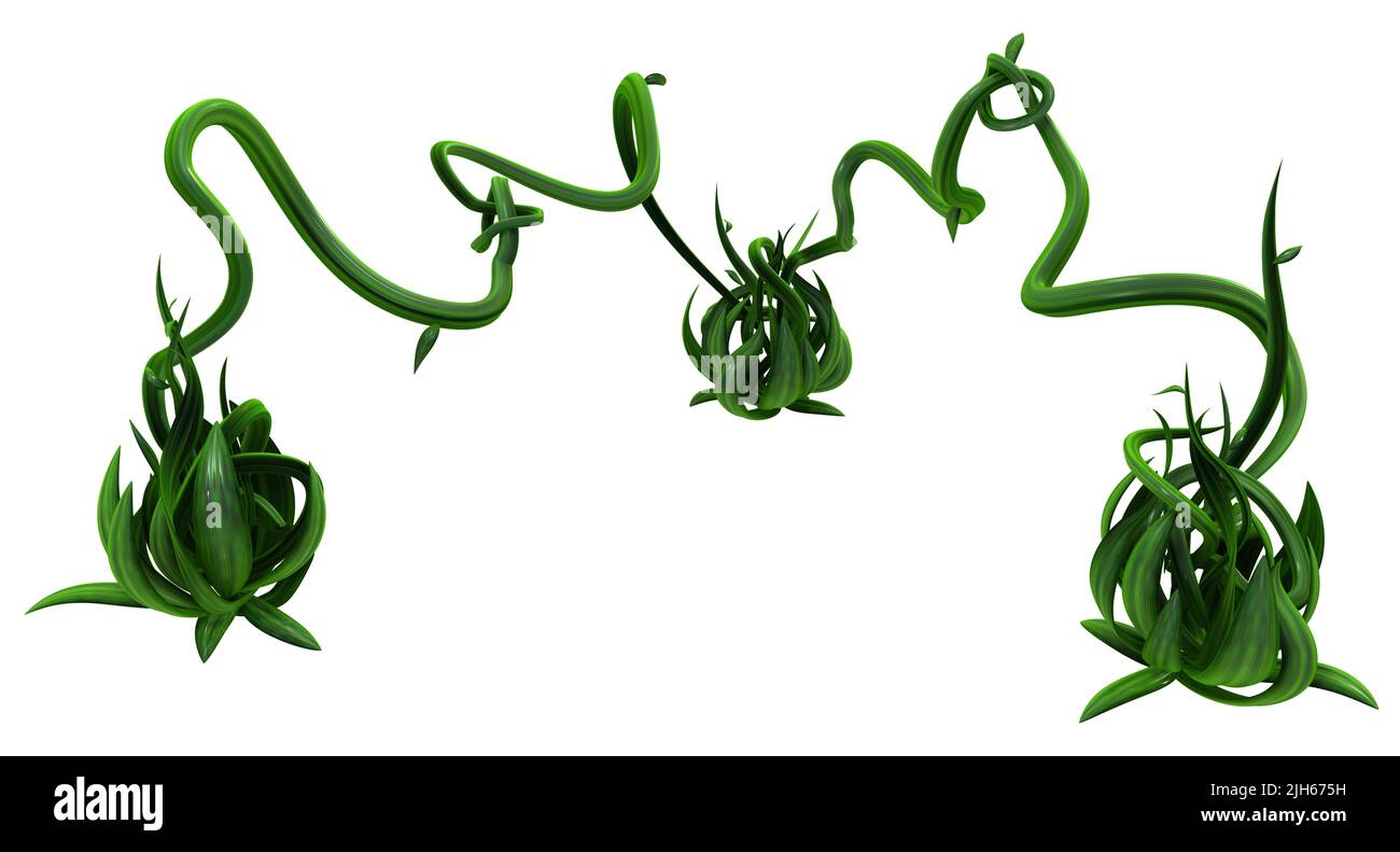 Plant vines green growing twisting budding three link attachment, 3d ...