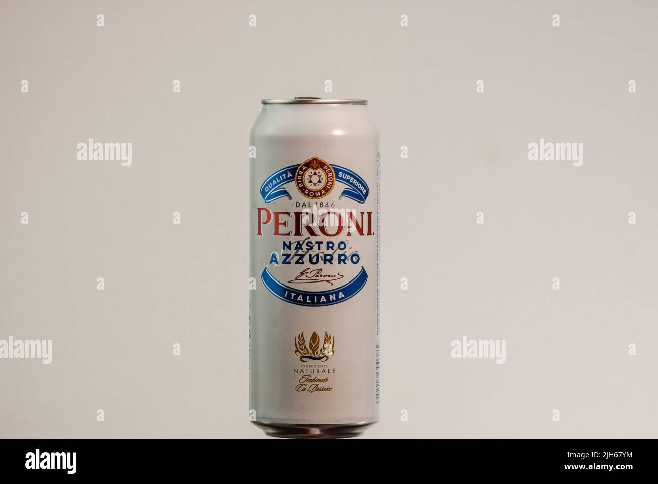 Peroni Nastro Azzurro, a premium lager beer produced since 1963 by ...