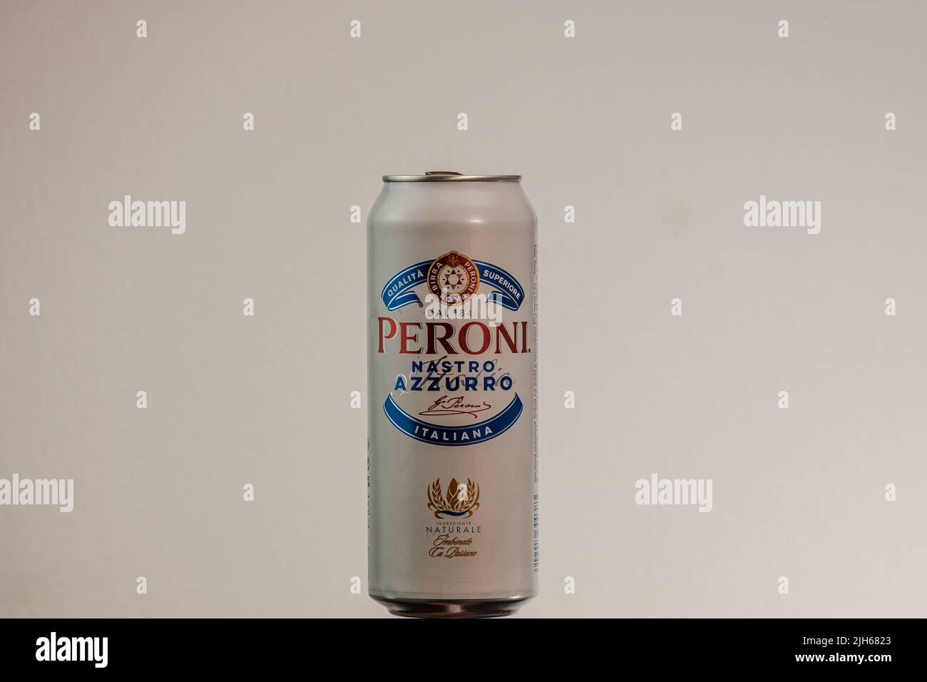 Peroni Nastro Azzurro, a premium lager beer produced since 1963 by ...