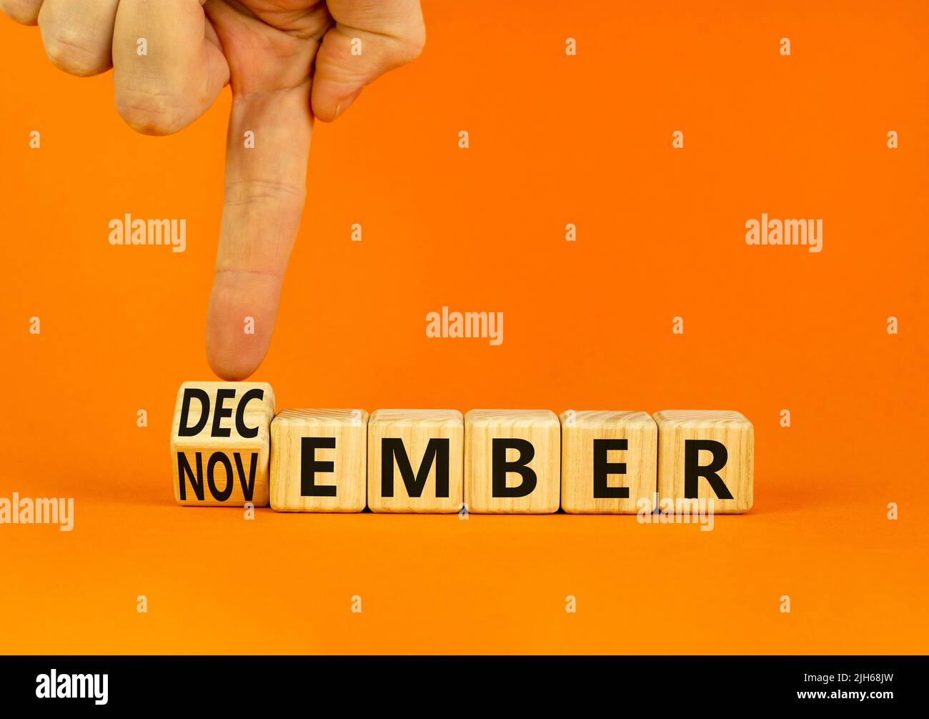 Symbol for the change from November to December, winter. Businessman ...