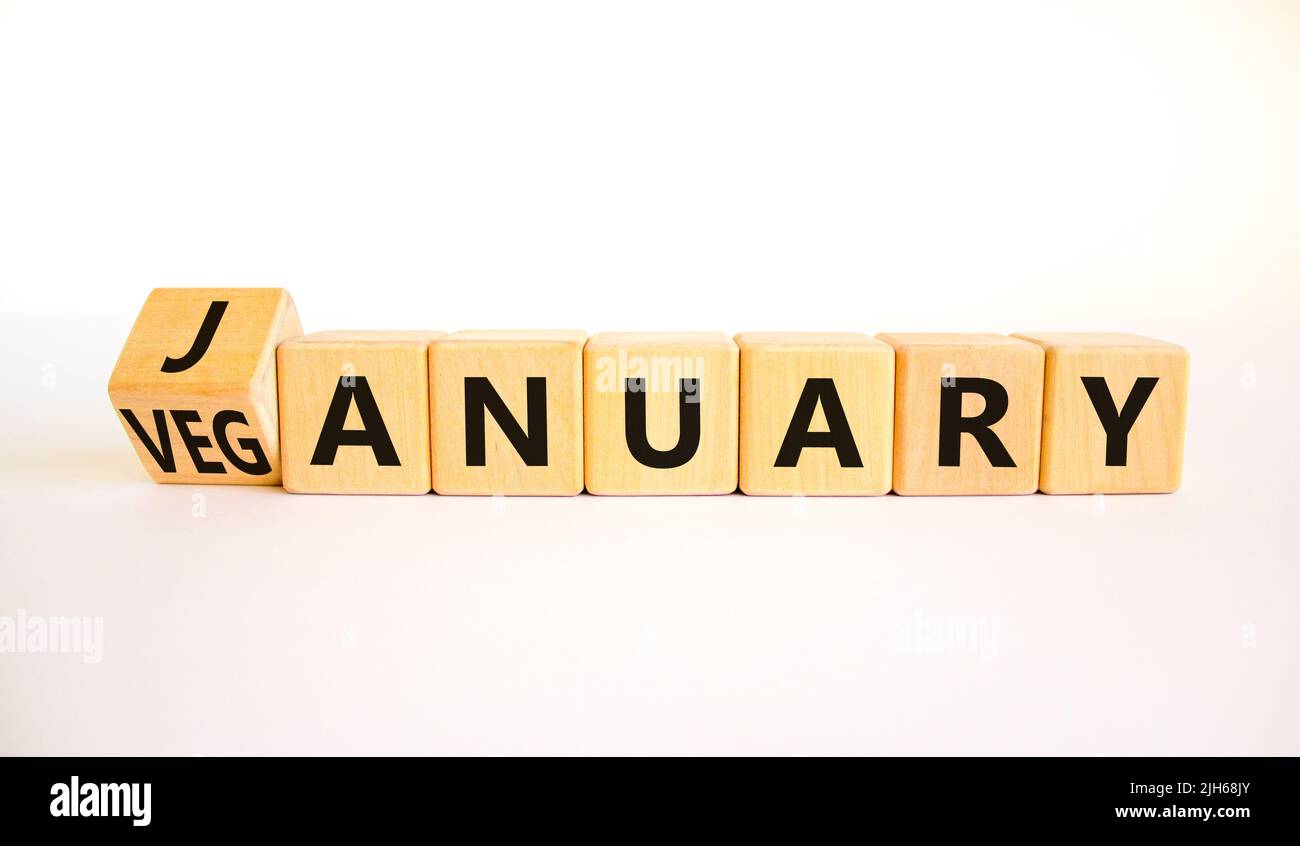 Veganuary in january symbol. Turned wooden cubes and changed the ...