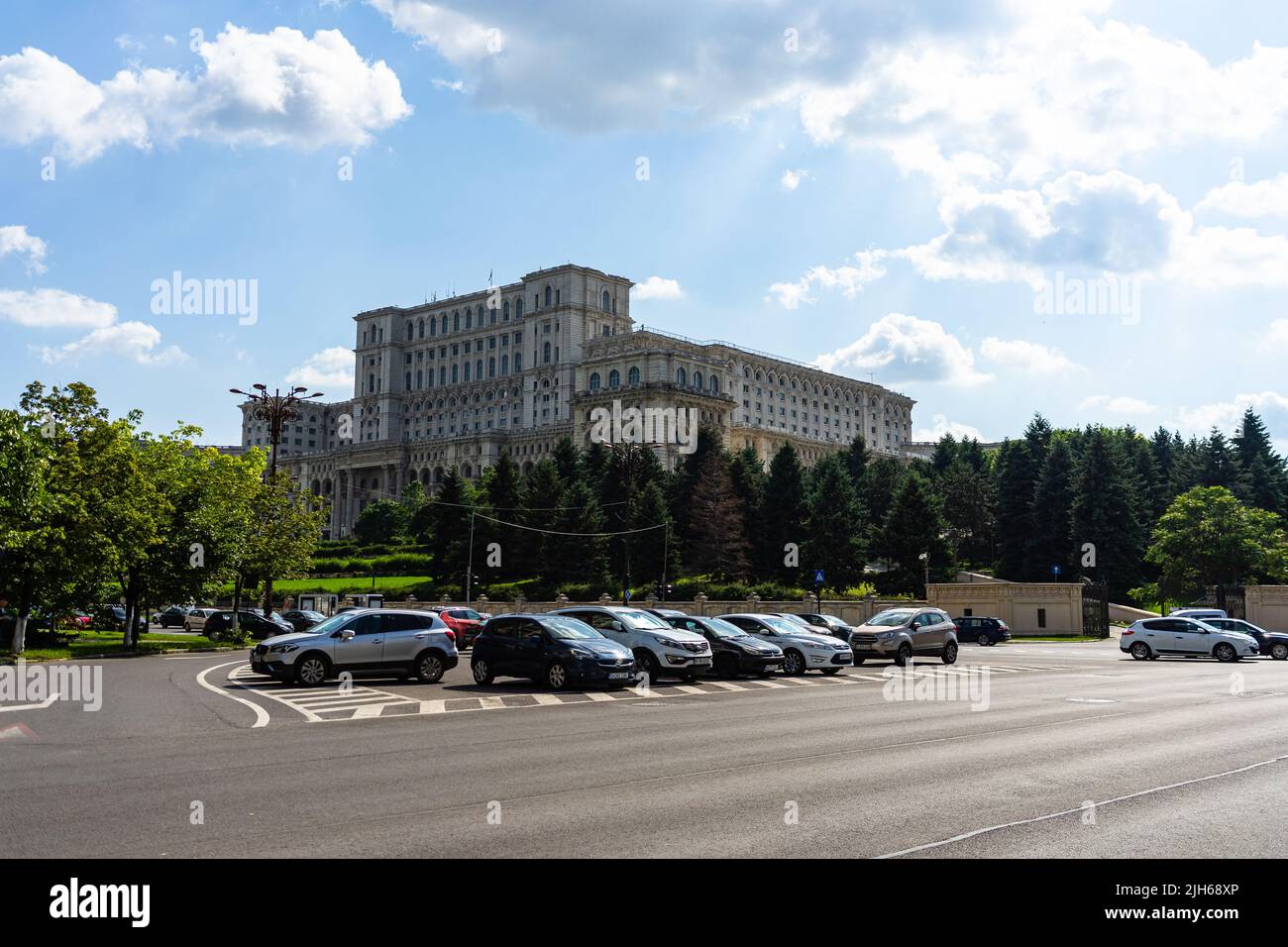 Car traffic, pollution, traffic jam in the morning and evening in the ...