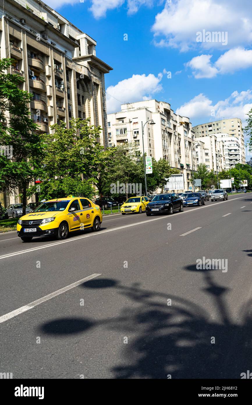 Car traffic, pollution, traffic jam in the morning and evening in the ...