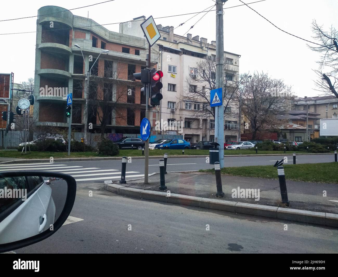 Car traffic, pollution, traffic jam in the morning and evening in the ...