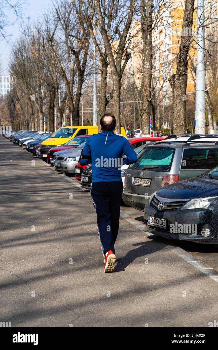 Car traffic, pollution, traffic jam in the morning and evening in the ...