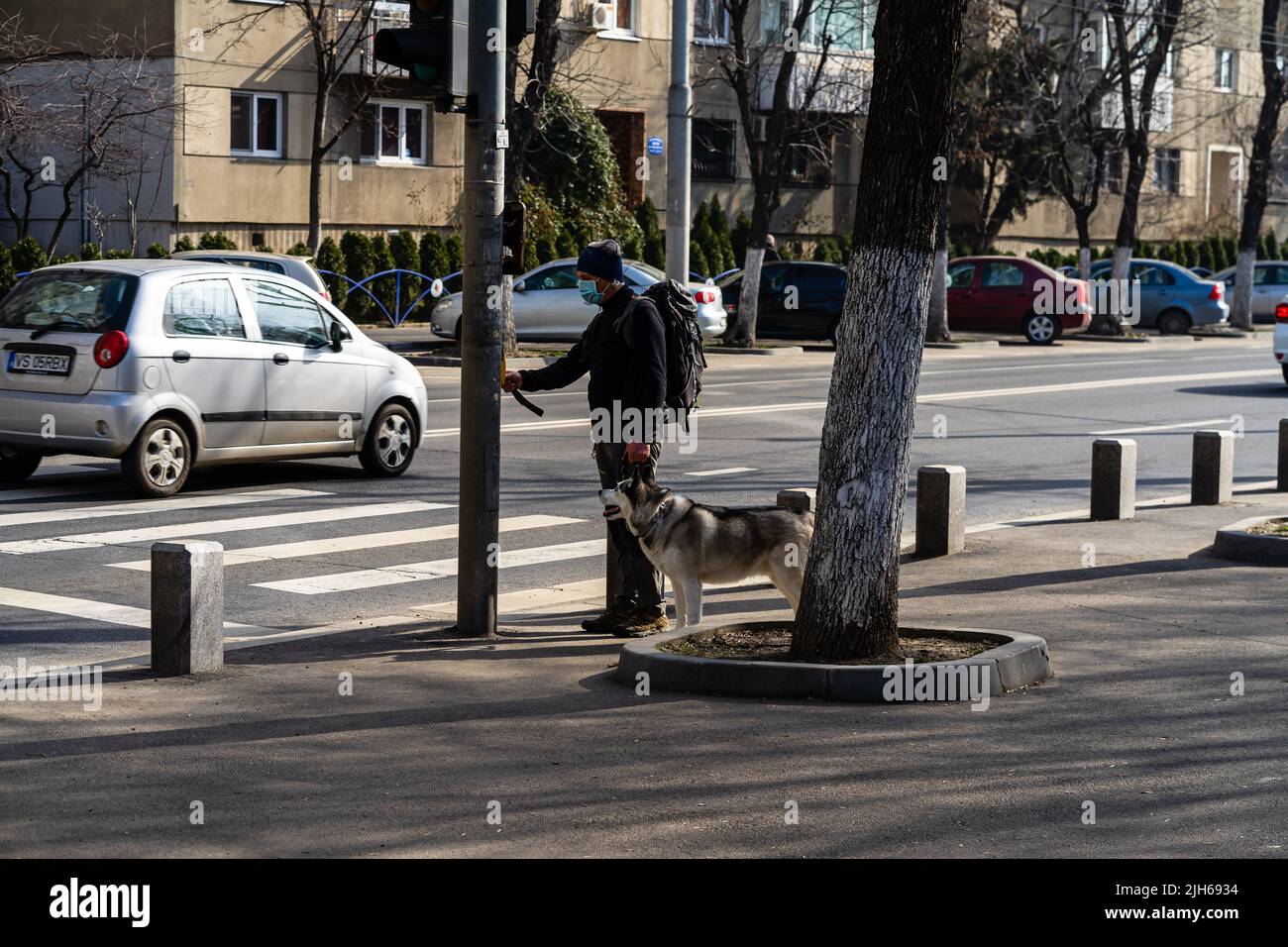 Car traffic, pollution, traffic jam in the morning and evening in the ...
