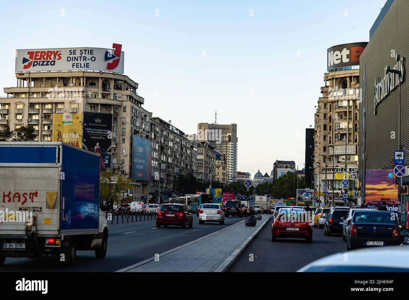 Car traffic, pollution, traffic jam in the morning and evening in the ...