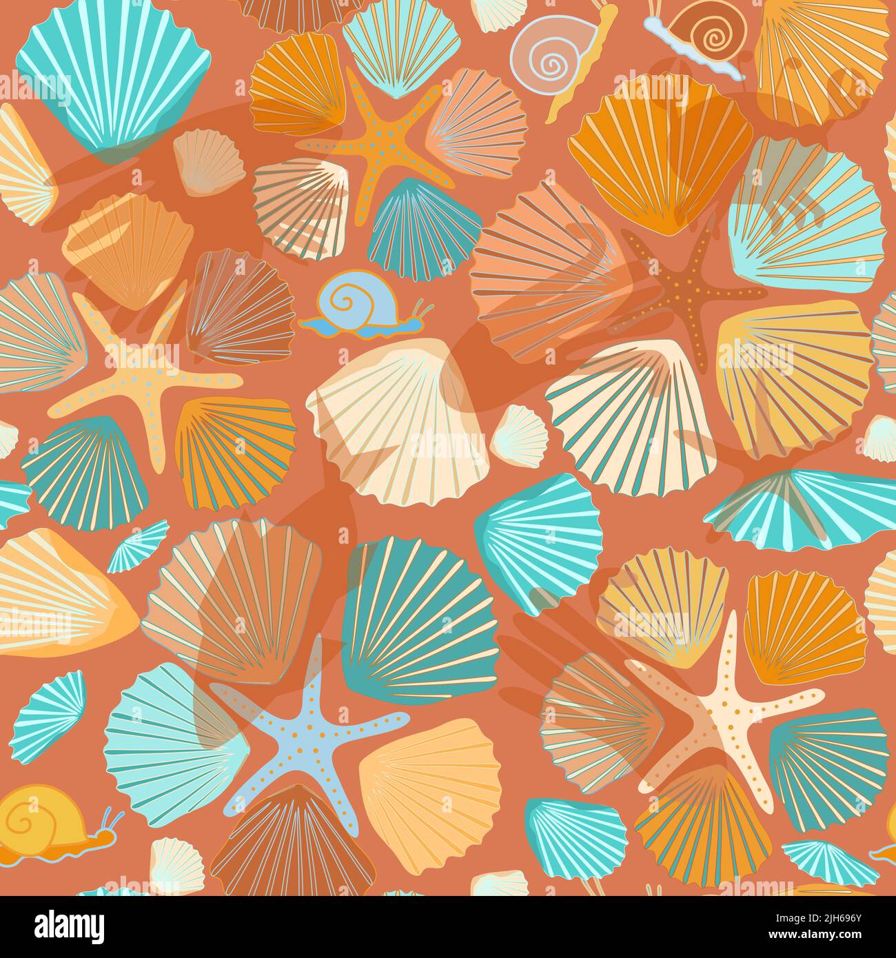 Shells starfish illustration drawing blue hi-res stock photography and ...