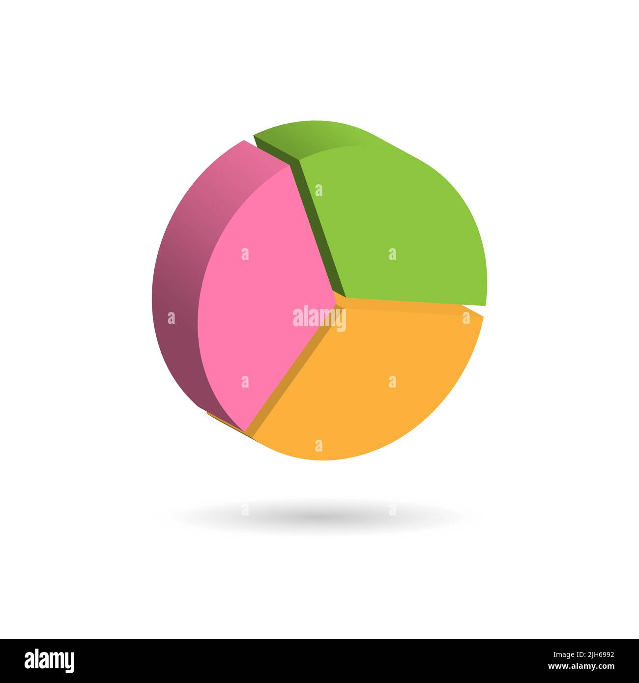 3d pie chart graph is divided into parts. Realistic geometric ...