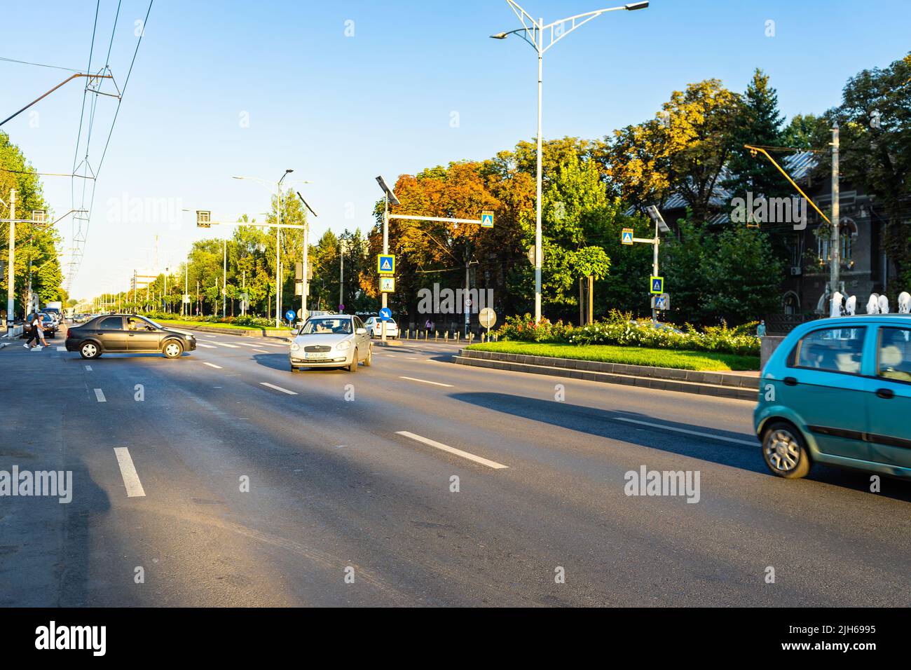 Car traffic, pollution, traffic jam in the morning and evening in the ...