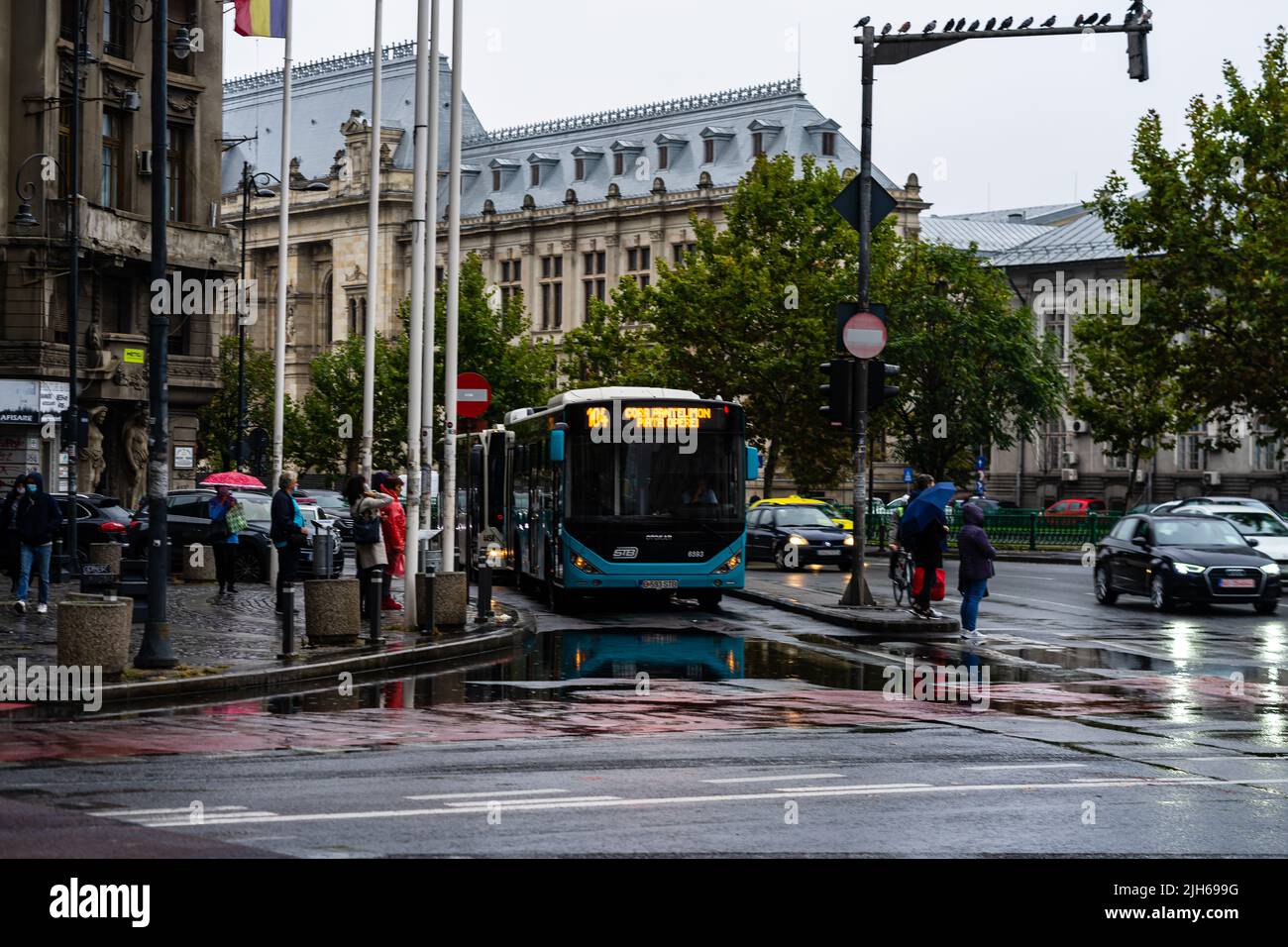 Car traffic, pollution, traffic jam in the morning and evening in the ...