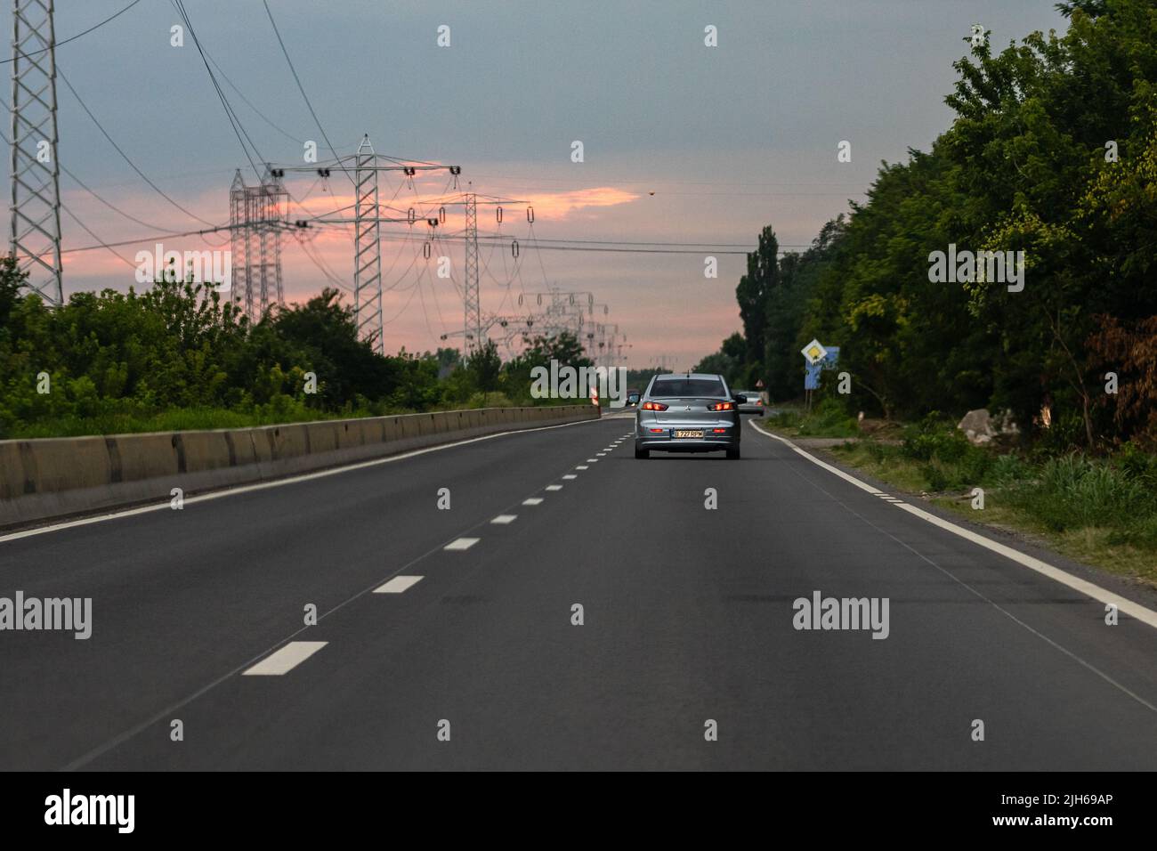 Car traffic, pollution, traffic jam in the morning and evening in the ...