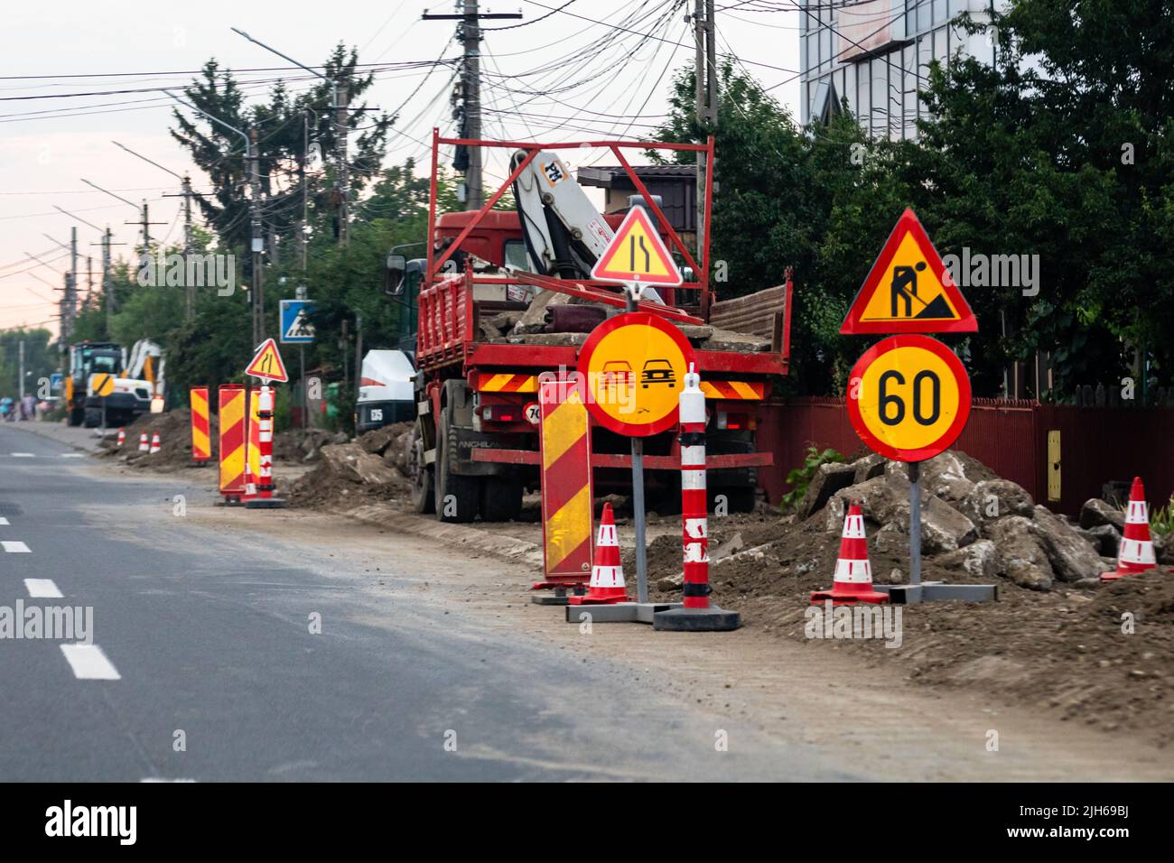 Car traffic, pollution, traffic jam in the morning and evening in the ...