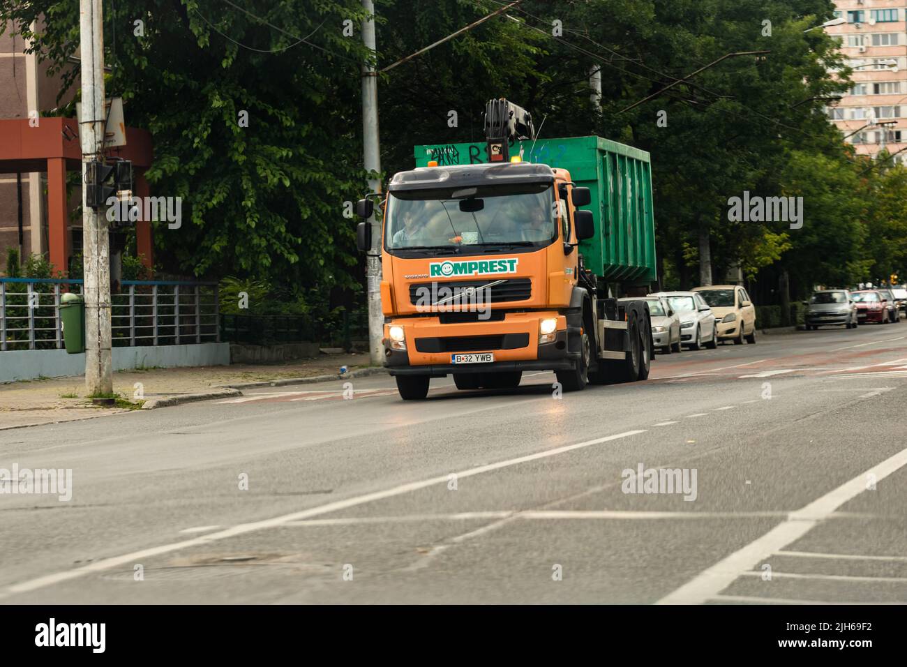 Car traffic, pollution, traffic jam in the morning and evening in the ...