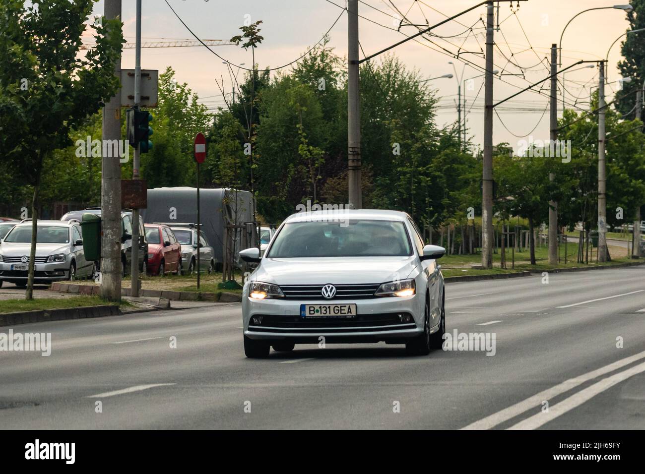 Car traffic, pollution, traffic jam in the morning and evening in the ...