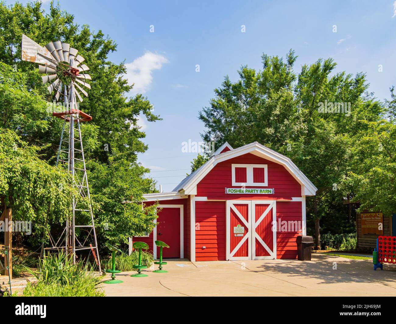 Red barn house in Botanica, The Wichita Gardens at Kansas Stock Photo ...