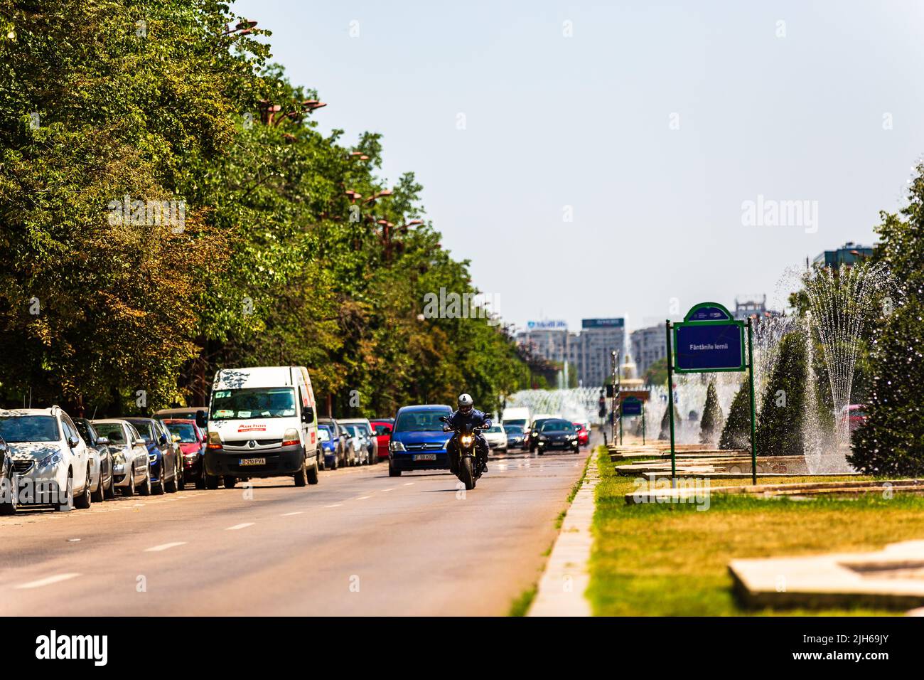 Car traffic, pollution, traffic jam in the morning and evening in the ...