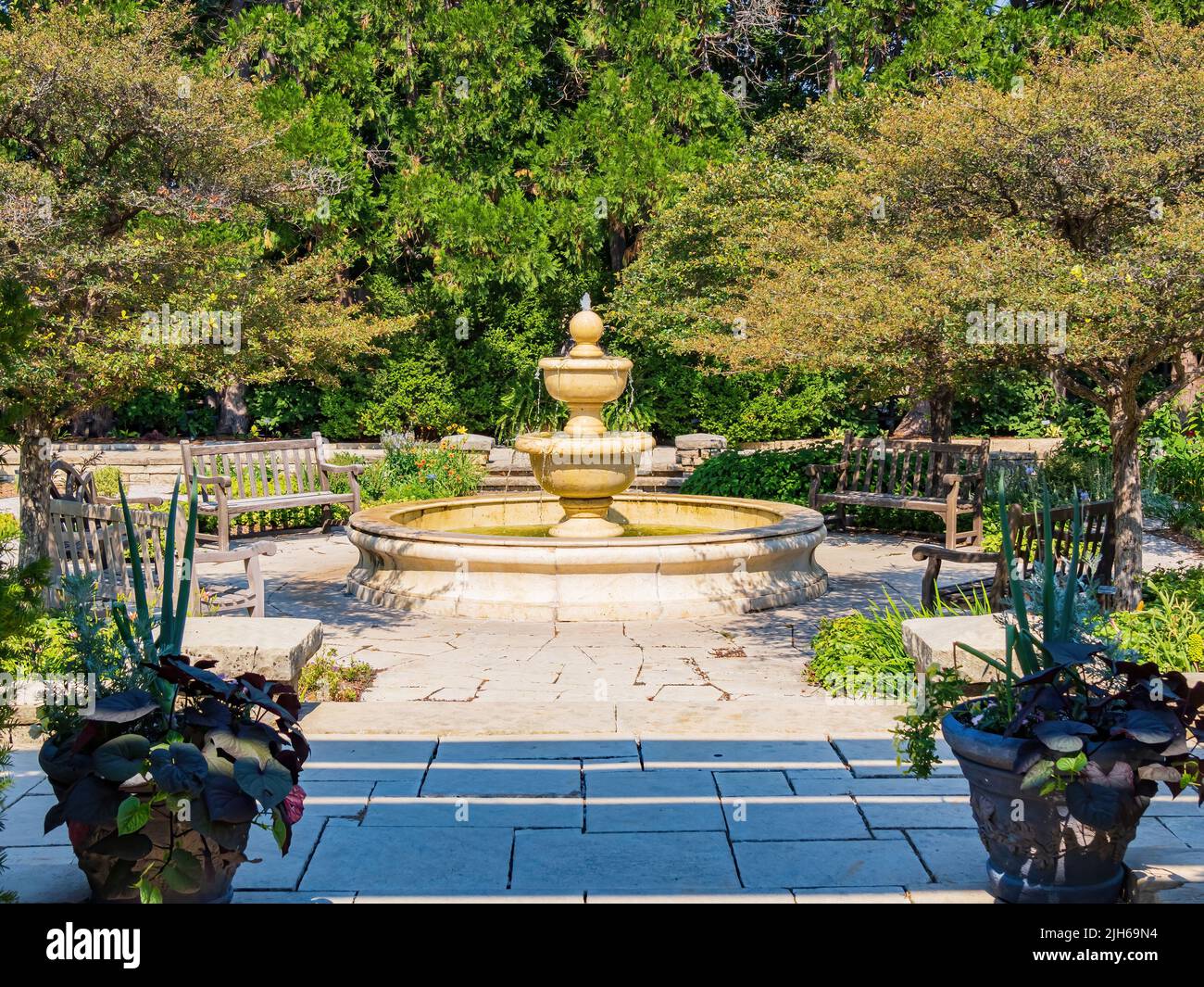 Sunny view of the landscape in Botanica, The Wichita Gardens at Kansas ...