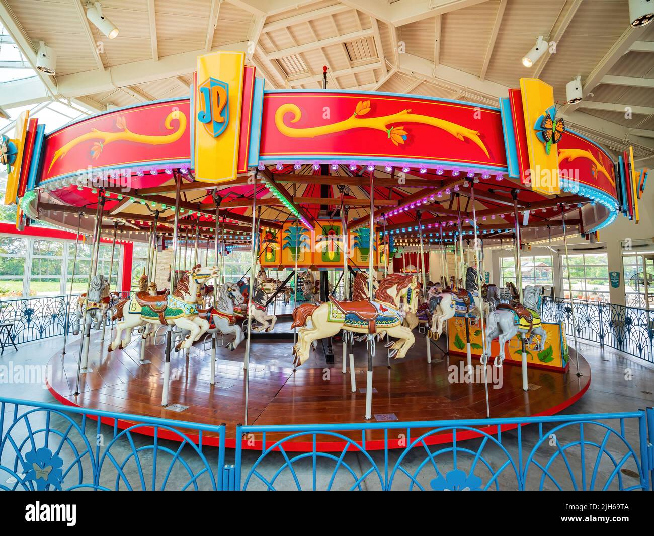 Kansas, JUL 1 2022 - Carousel in Botanica, The Wichita Gardens Stock ...
