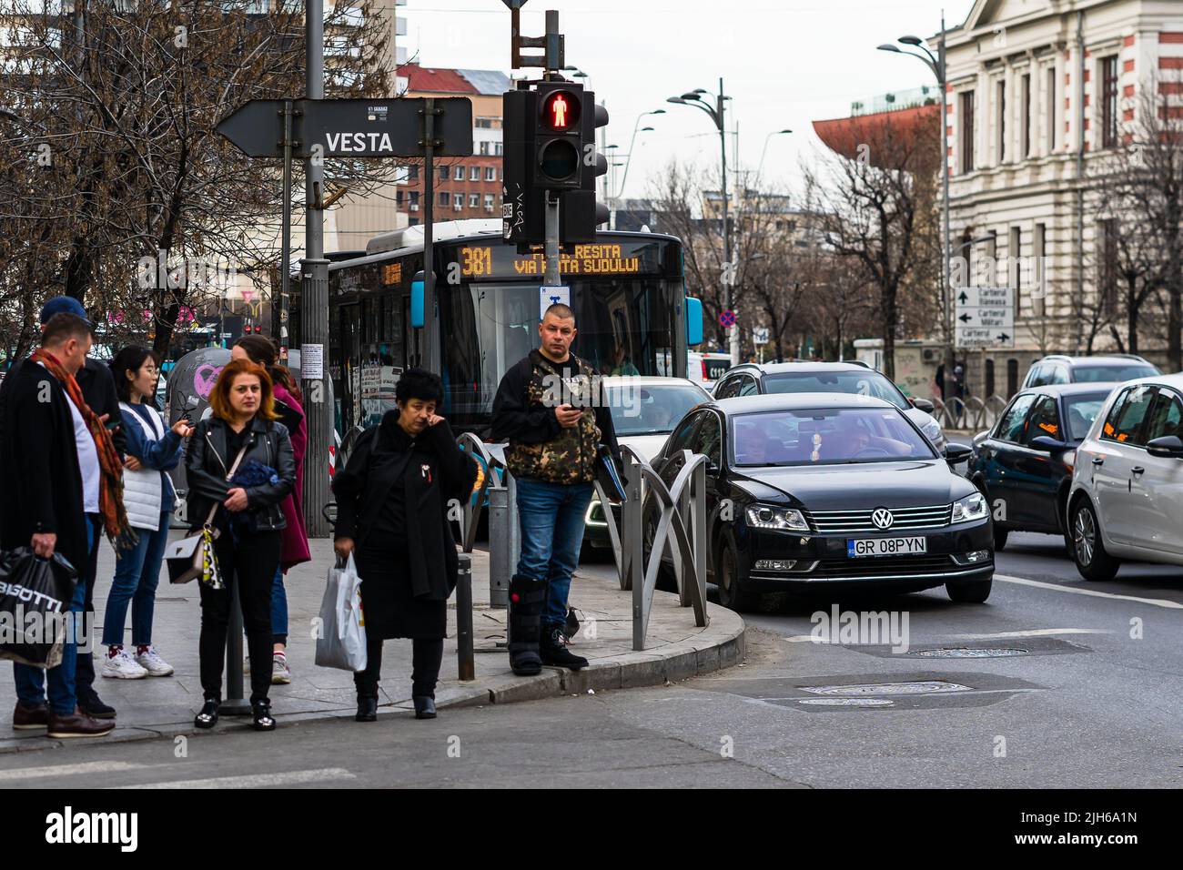 Car traffic, pollution, traffic jam in the morning and evening in the ...