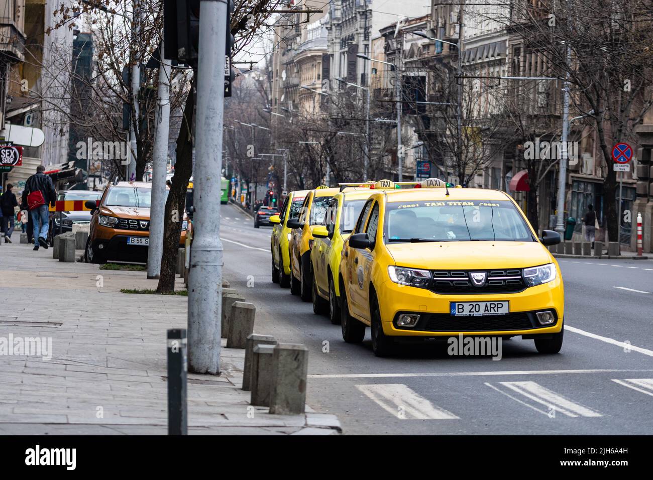 Car traffic, pollution, traffic jam in the morning and evening in the ...