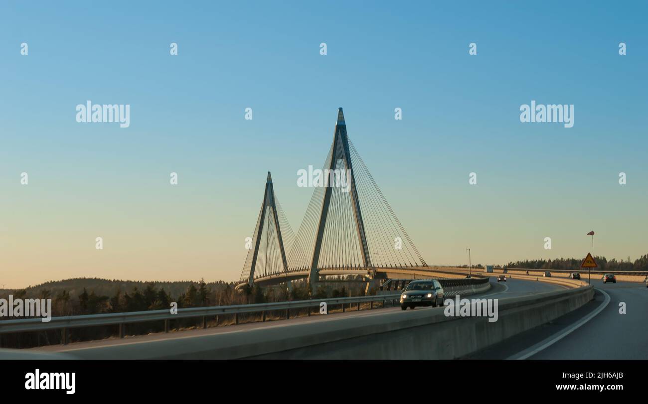 Uddevalla, Sweden - April 5 2007: Uddevalla bridge crosses the ...