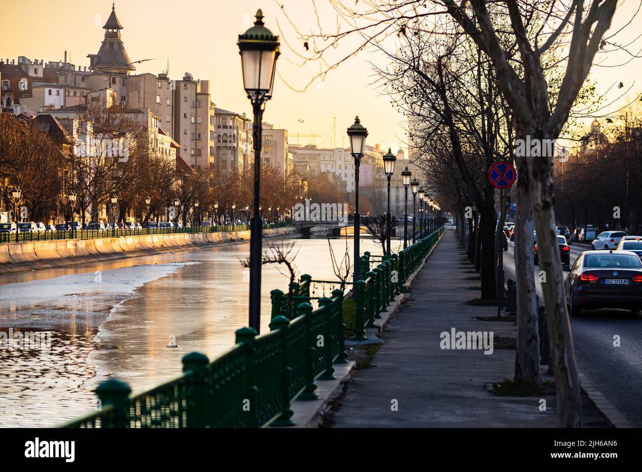 Car traffic, pollution, traffic jam in the morning and evening in the ...