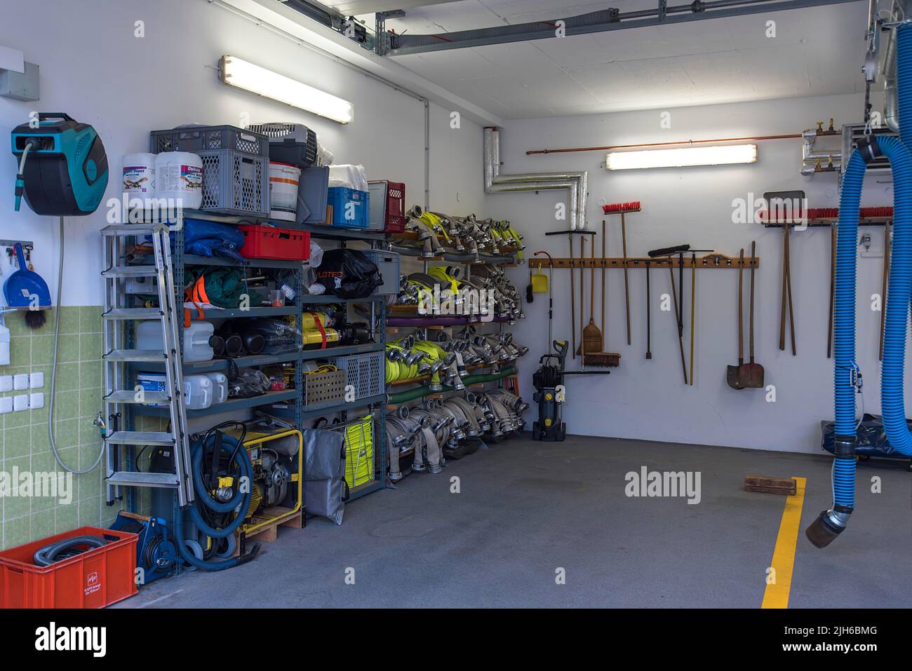 Empty fire station after fire alarm, village in Bavaria, Germany Stock ...