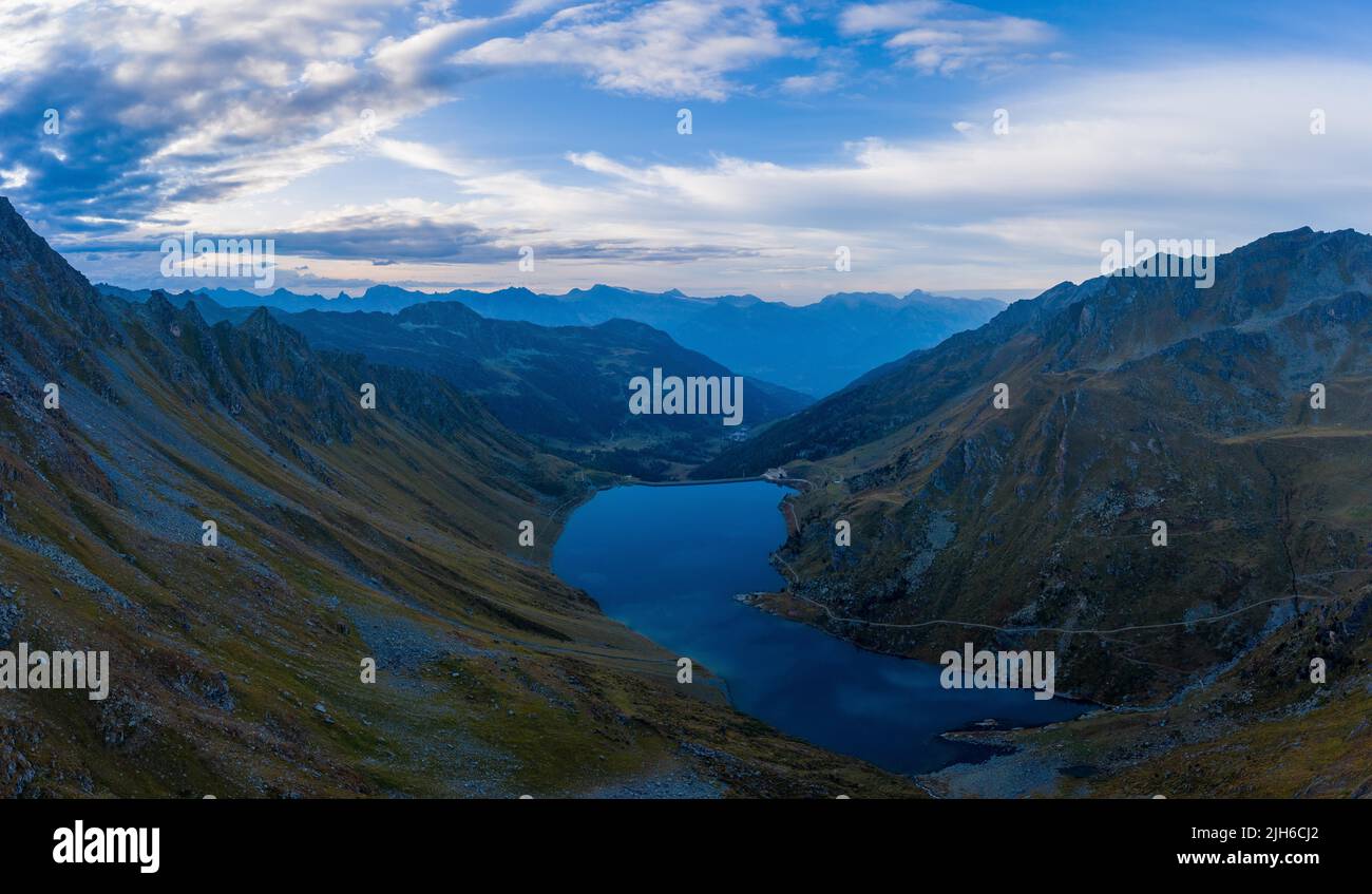 Aerial view of Lac de Cleuson in the canton of Valais, Switzerland ...