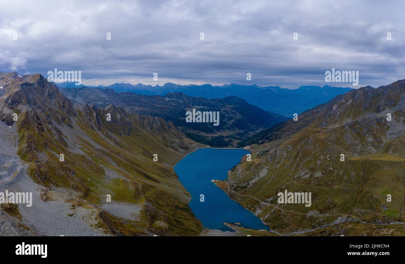 Aerial view of Lac de Cleuson in the canton of Valais, Switzerland ...
