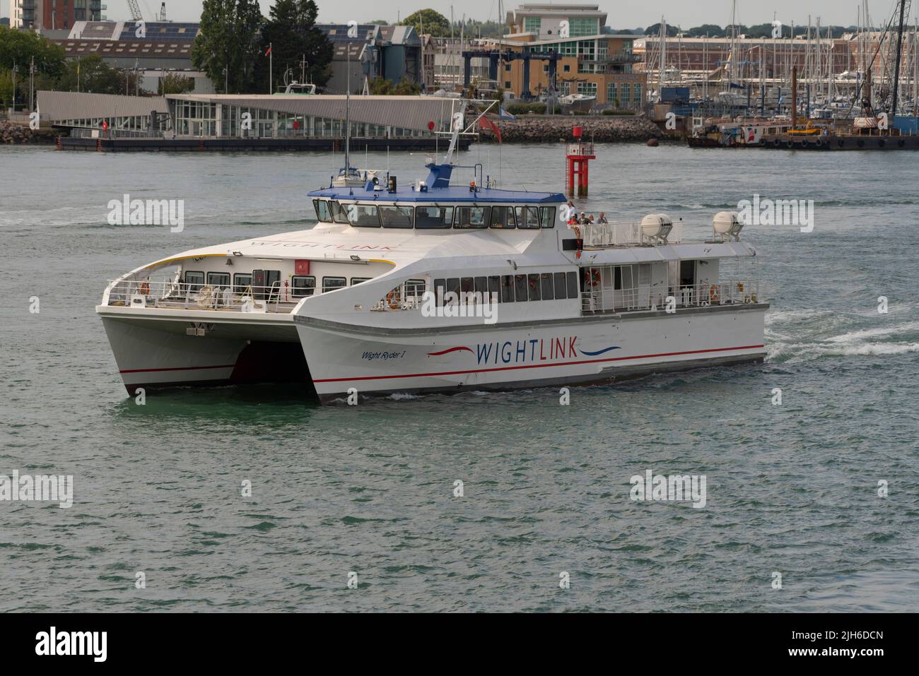 Portsmouth Harbour, England, UK. 2022. Underway a passenger ferry ...