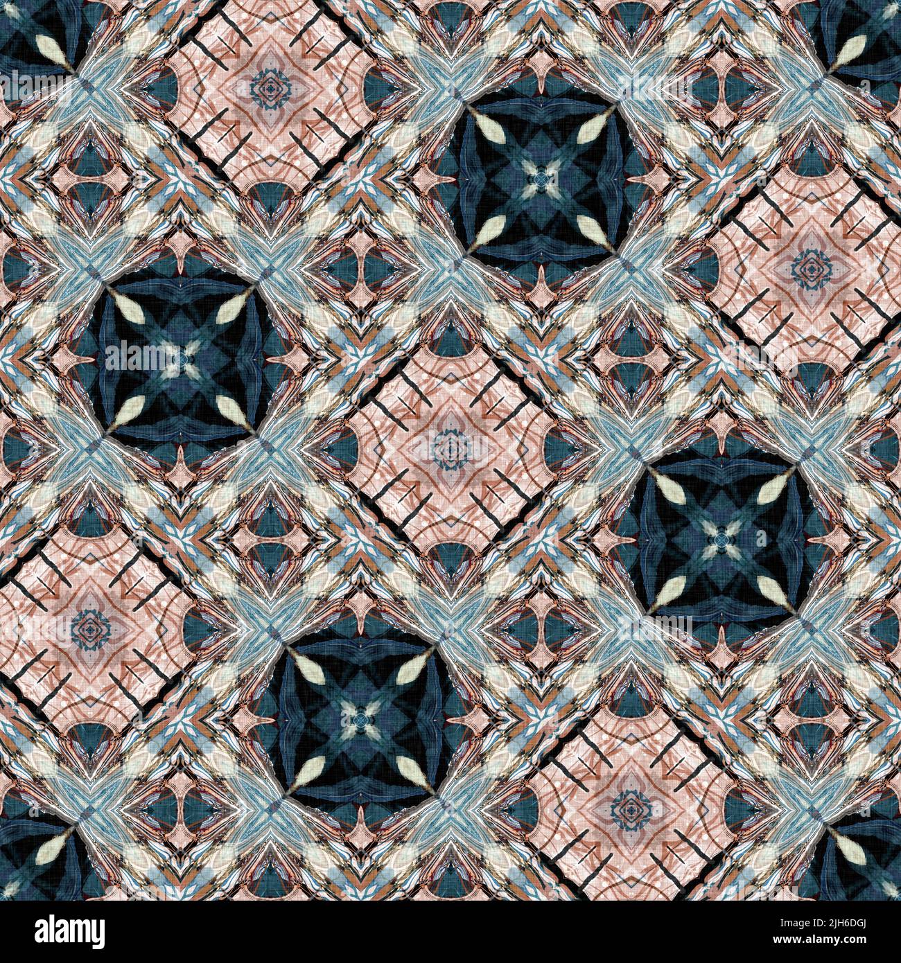 Retro boho geometric kaleidoscope scarf pattern background. Colorful ...