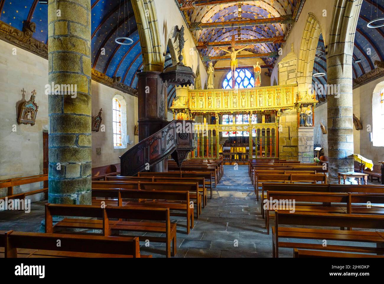 Enclosed parish Enclos paroissial, interior Saint-Yves church, La Roche ...