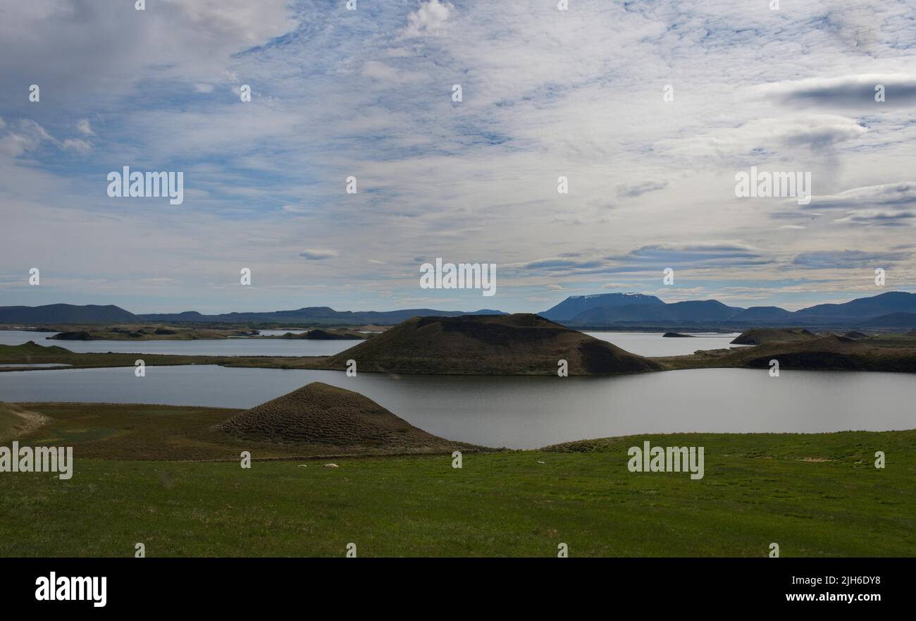 View from the Dimmuborgir, German dark castles, onto Lake Myvatn ...