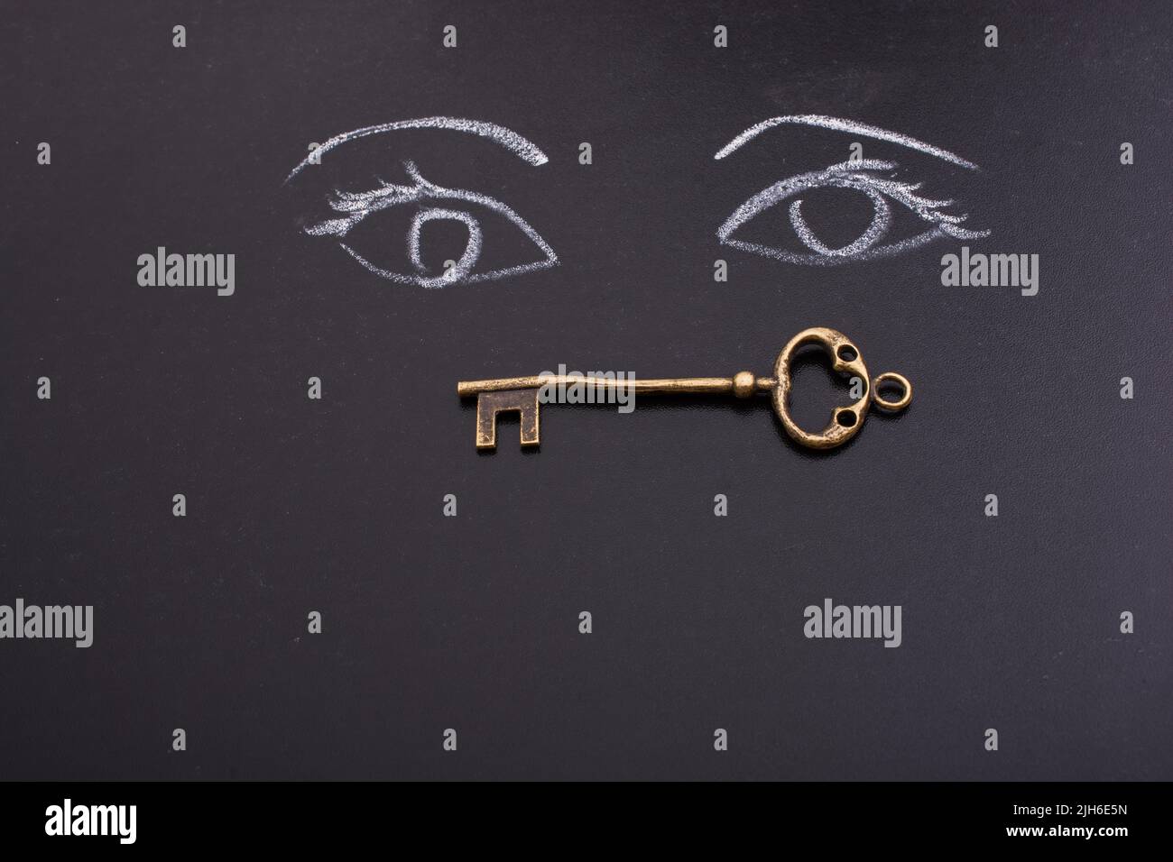 Retro styled golden color key forms the word key Stock Photo - Alamy