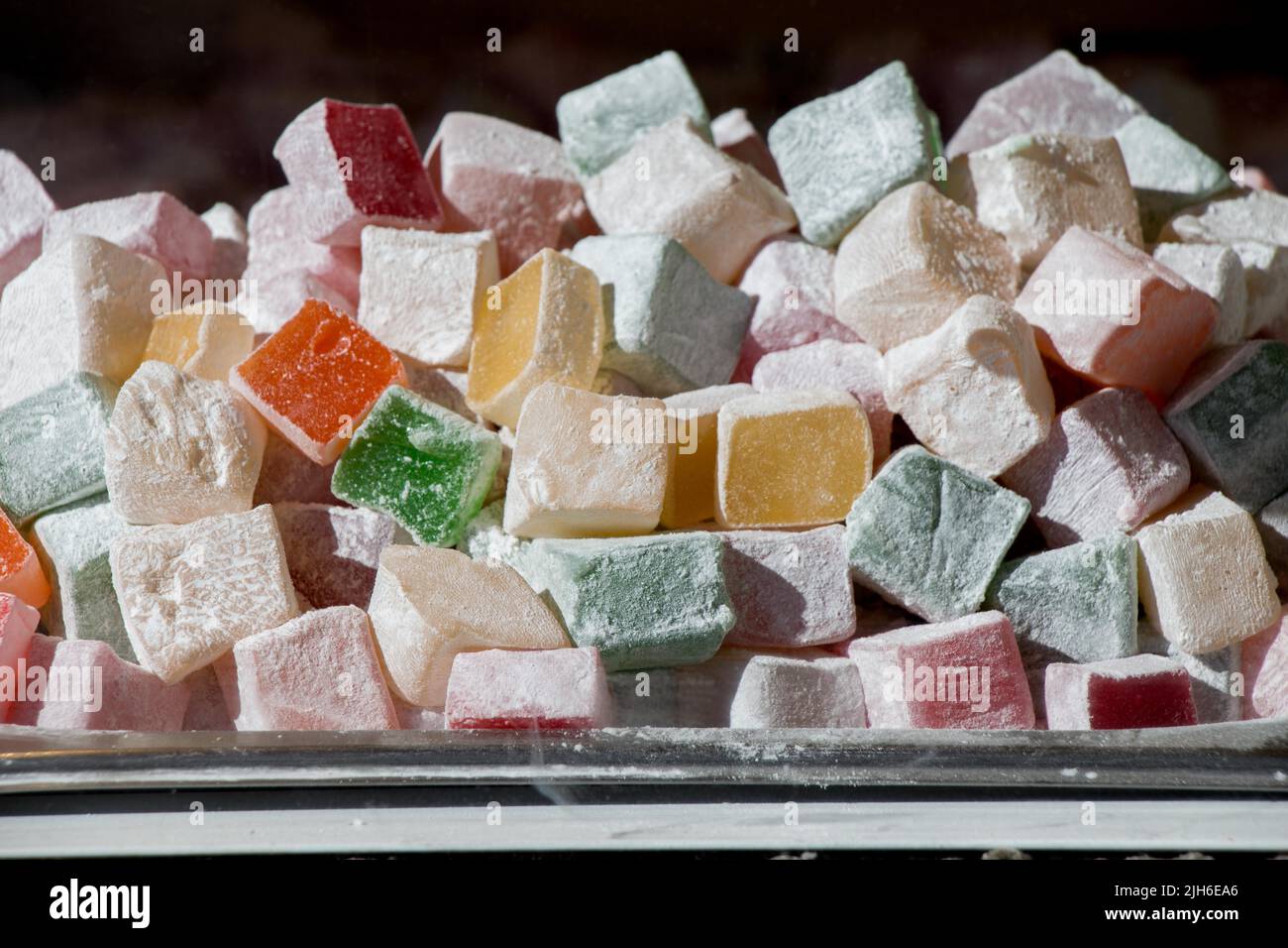 Load of traditional turkish delight rahat lokum Stock Photo - Alamy