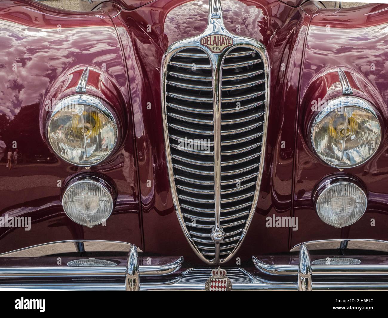 Close-up, Delahaye radiator grille, Oldtimermeeting, spa garden, Baden ...