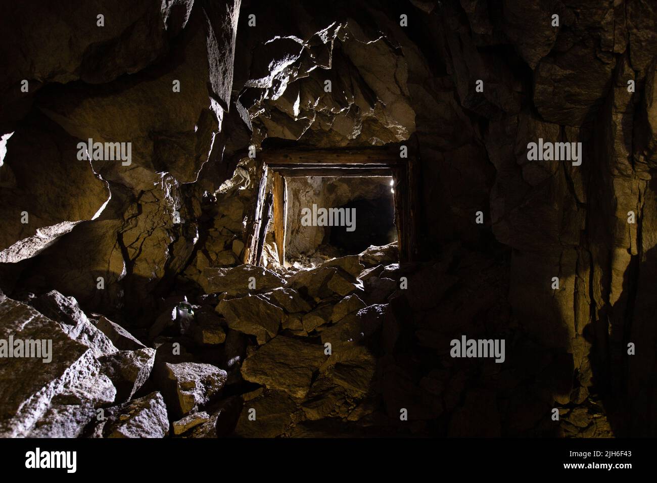 Old ruined collapsed abandoned mine Stock Photo - Alamy