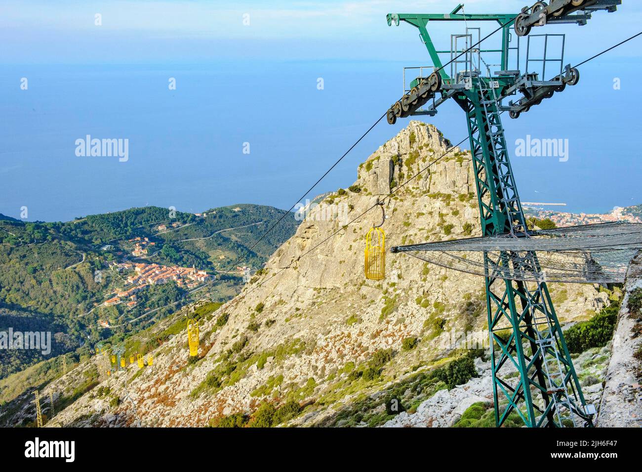 Cable car mast and open gondola Cable car gondola standing gondola of ...