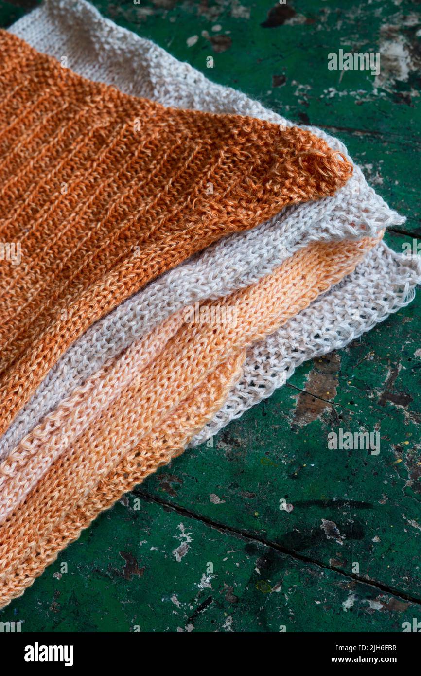 Handwork, knitted wool blanket for a baby Stock Photo - Alamy
