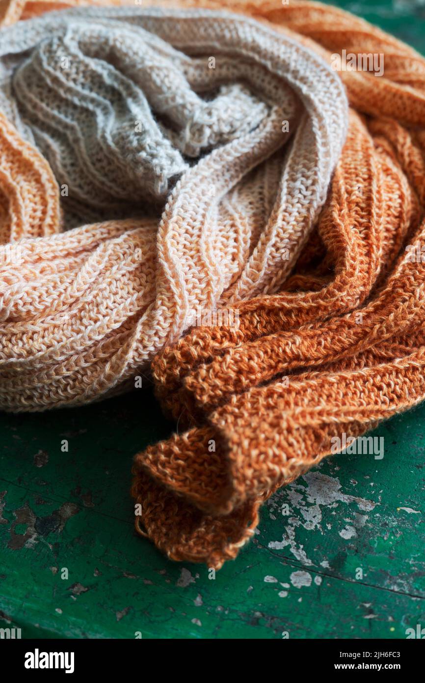 Handwork, knitted wool blanket for a baby Stock Photo - Alamy